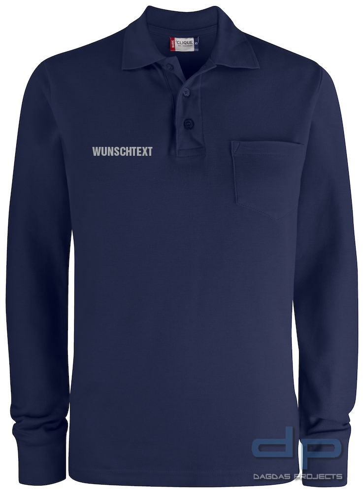 Polo Pocket Long Sleeve mit Wunschaufdruck in verschiedenen Farben ...